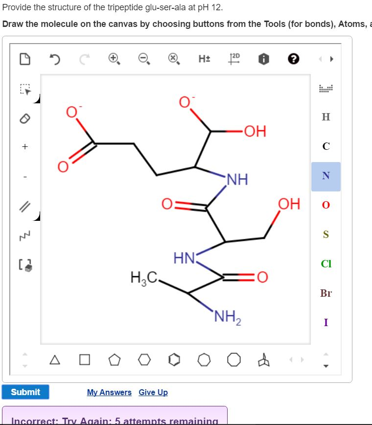 Provide the structure of the tripeptide glu-ser-ala | Chegg.com