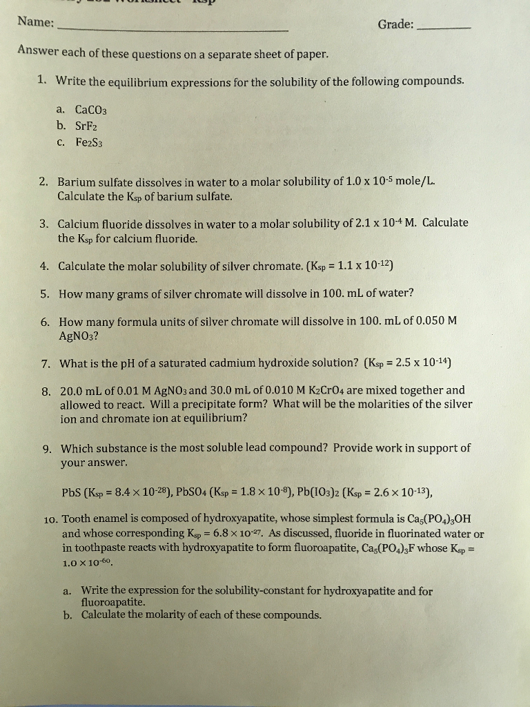Solved Answer each of these question on a separate sheet of | Chegg.com