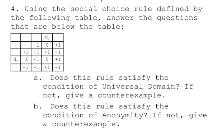 Solved Using the social choice rule defined by the following | Chegg.com