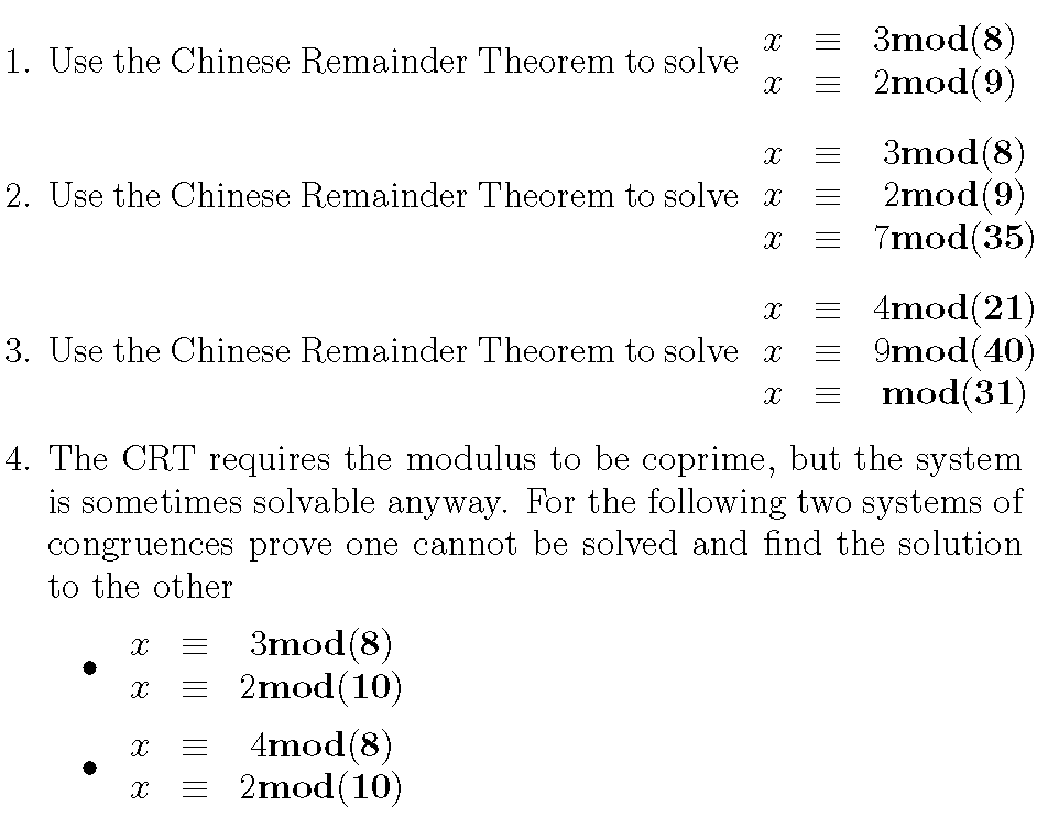 Solved Use the Chinese Remainder Theorem to solve X 3mod(8) | Chegg.com