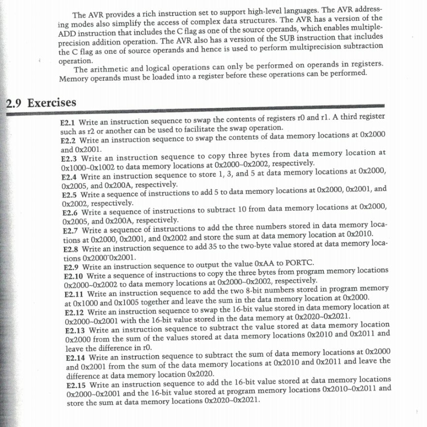 The AV R provides a rich instruction set to support | Chegg.com