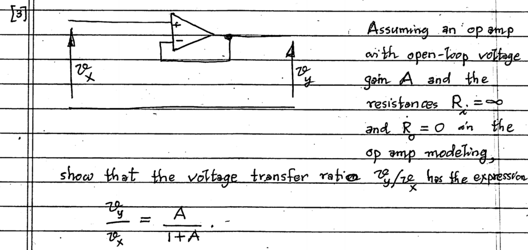Solved Assuming 2n op amp with open-loop voltage gain A and | Chegg.com