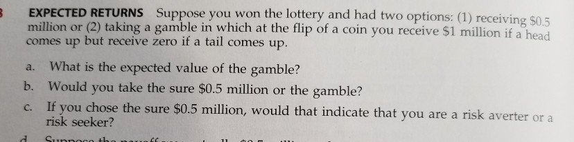 Solved EXPECTED RETURNS Suppose you won the lottery and had | Chegg.com