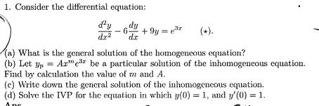 Solved Consider the differential equation: d^2 y/dx^2 - 6 | Chegg.com