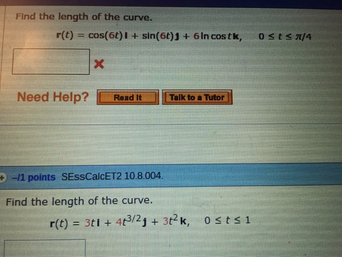 Solved Find the length of the curve. r(t) = cos(6t) i + | Chegg.com