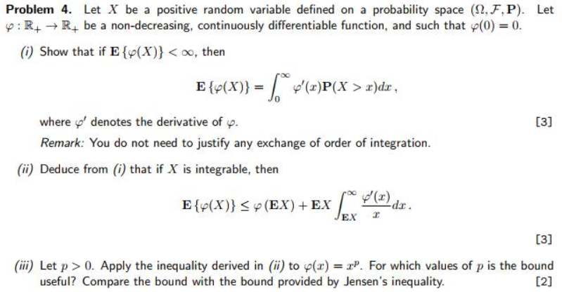 Solved Let X Be A Positive Random Variable Defined On A 