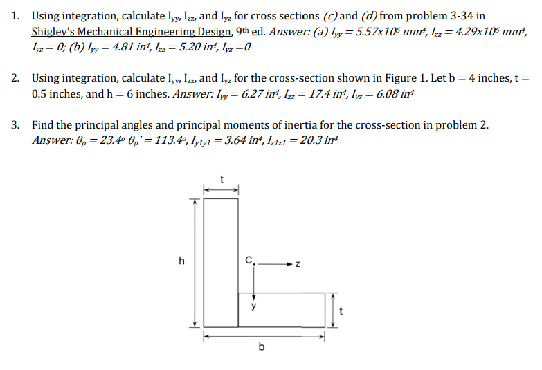 Using integration, calculate Iyy, Izz, and lyz for | Chegg.com