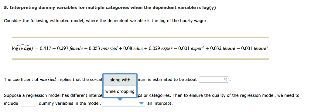 Solved 5. Interpreting dummy variables for multiple | Chegg.com