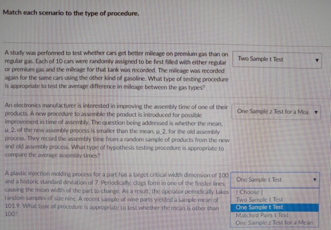 Solved Match each scenario to the type of procedure. A study | Chegg.com