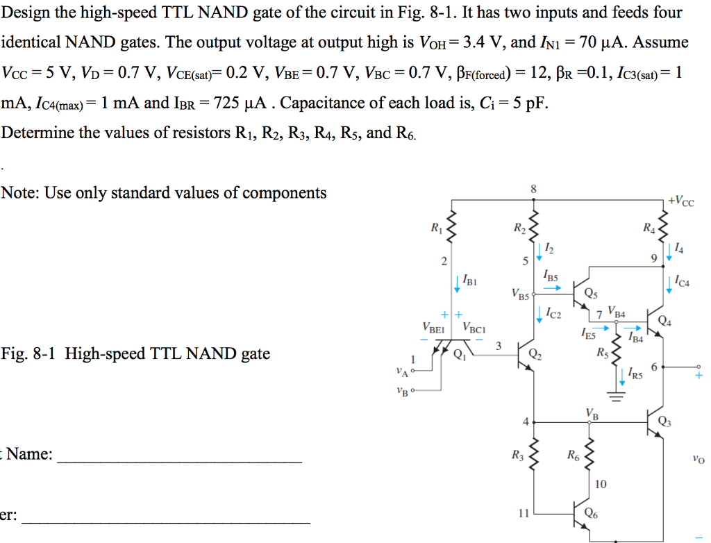Design the high-speed TTL NAND gate of the circuit in | Chegg.com