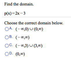Solved Find the domain. Choose the correct domain below. OA. | Chegg.com