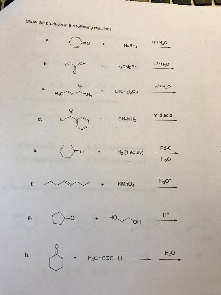 Solved Show the products in the following reactions: HI H2O | Chegg.com