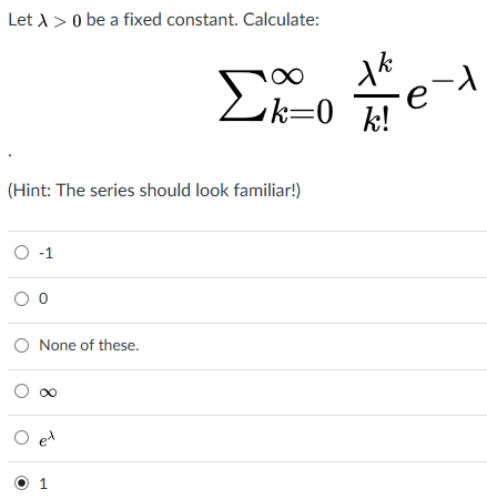 Solved Let λ > 0 be a fixed constant. Calculate: (Hint: The | Chegg.com