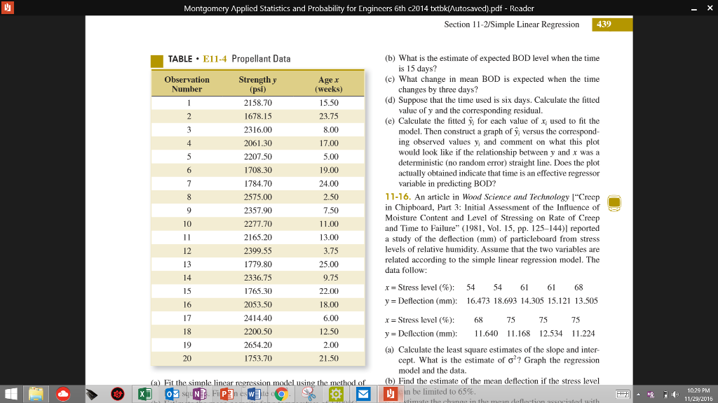 Solved (a) Use Minitab or Excel to fit a linear regression | Chegg.com