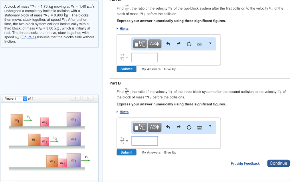 Solved A block of mass m1 = 1.70 kg moving at U-1.40 m/s | Chegg.com