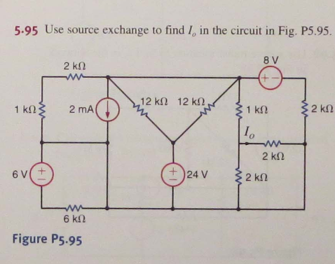 Solved 5.95 Use source exchange to find I0, in the circuit | Chegg.com