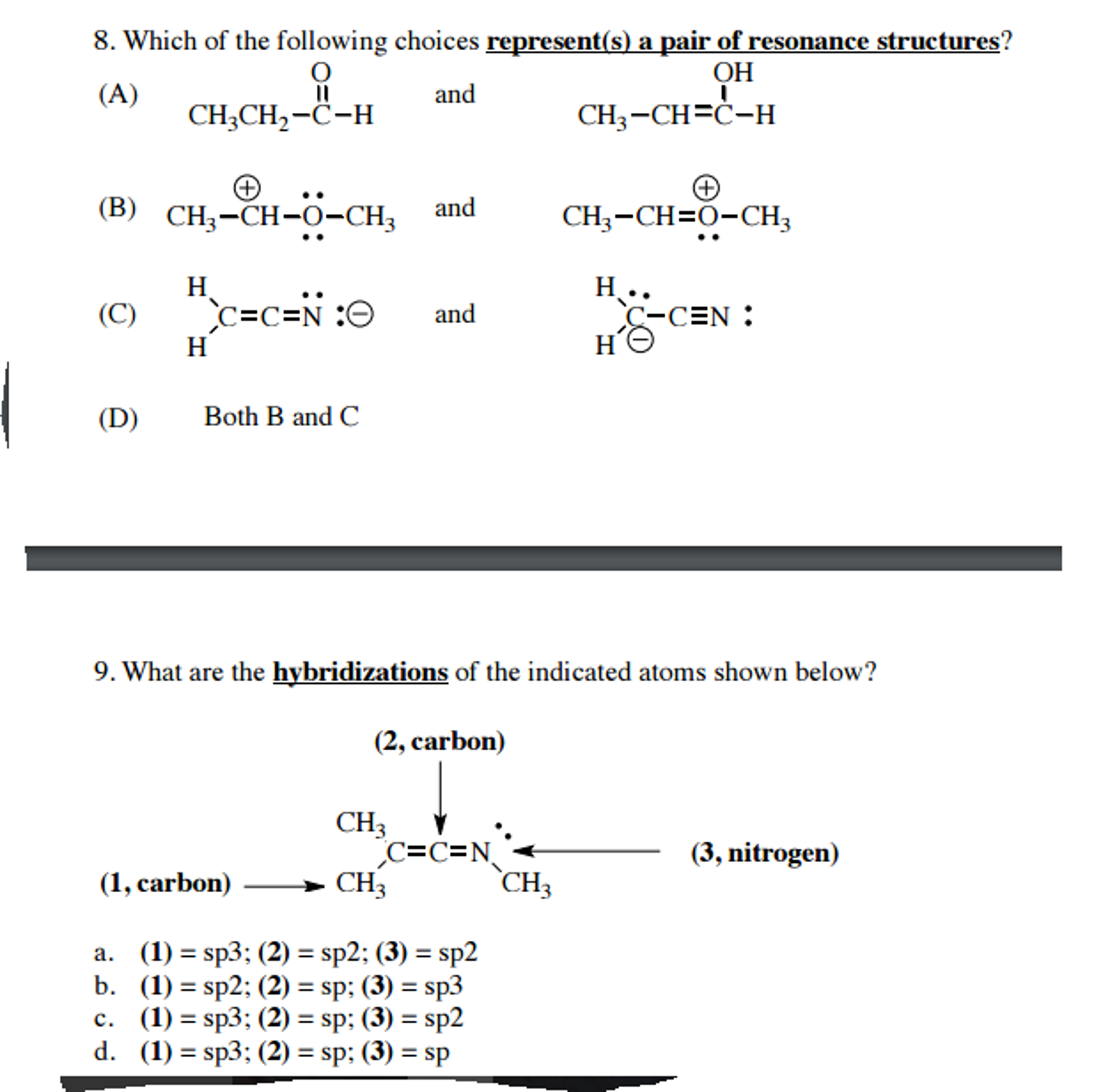Solved 8. Which of the following choices represent s) a pair | Chegg.com