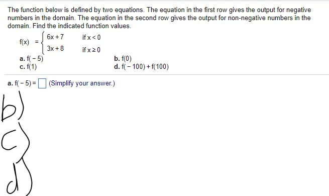 Solved The function below is defined by two equations. The | Chegg.com