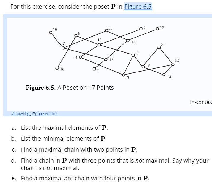 Solved For this exercise, consider the poset P in Figure 6.5 | Chegg.com