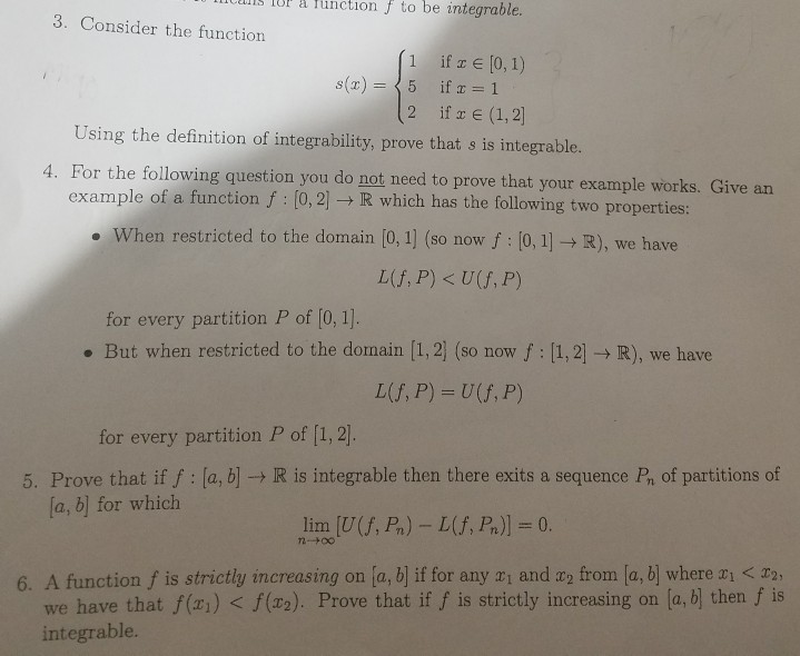 Solved InS Tor lunction f to be integrable. 3. Consider the | Chegg.com