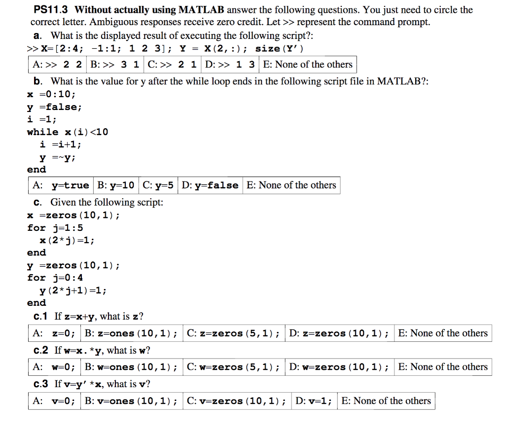 Solved PS11.3 Without actually using MATLAB answer the | Chegg.com