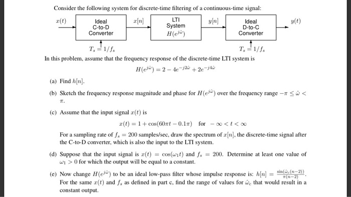 Consider the following system for discrete-time | Chegg.com