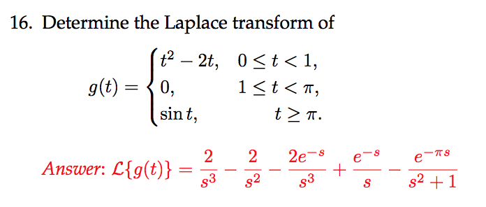 Solved 16. Determine the Laplace transform of sint tTT. | Chegg.com