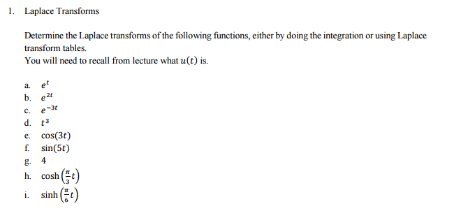Solved Laplace Transforms Determine the Laplace transforms | Chegg.com