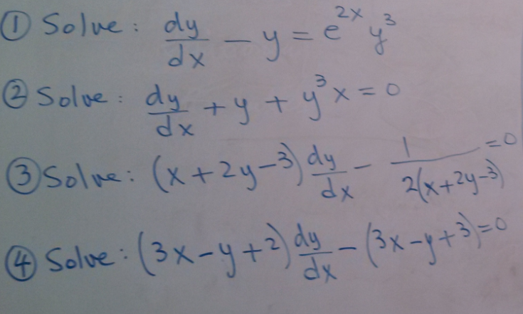 Solved Solve : dy/dx - y = e2x y3 Solve: dy/dx + y + y3x = | Chegg.com