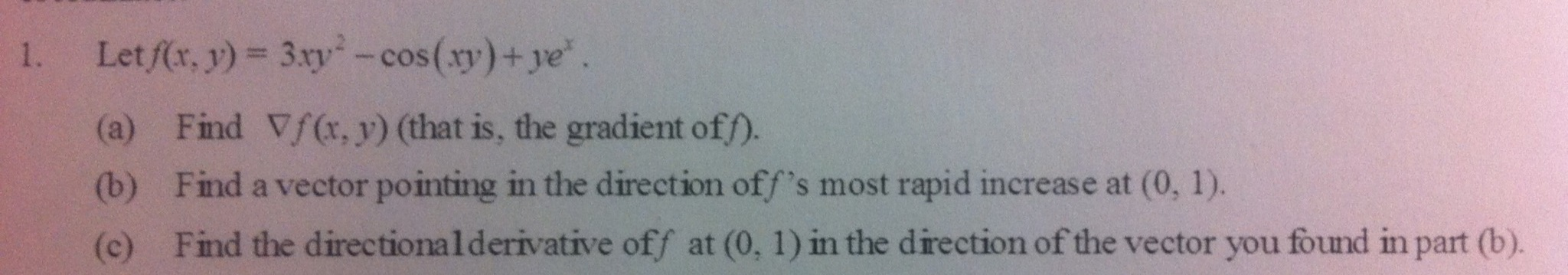 Solved Let f(x,y) = 3xy2 - cos (xy) + yex . Find f(x,y) | Chegg.com