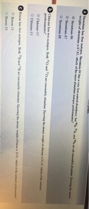 Solved Strontium has four isotopes, Strontium-84 has a very | Chegg.com