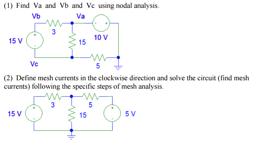 Solved Find Va and Vb and Vc using nodal analysis. Define | Chegg.com