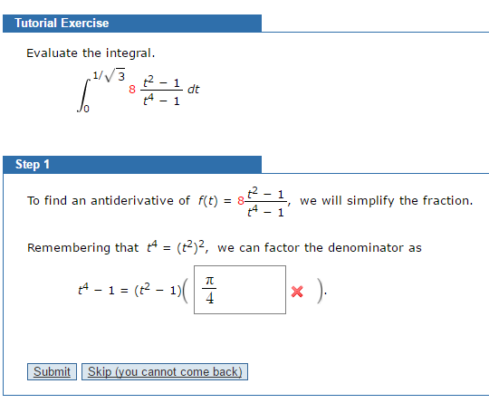 Solved Tutorial Exercise Evaluate the integral. 1/ V 3 dt | Chegg.com Solved Tutorial Exercise Evaluate the integral. 1/ V 3 dt | Chegg.com