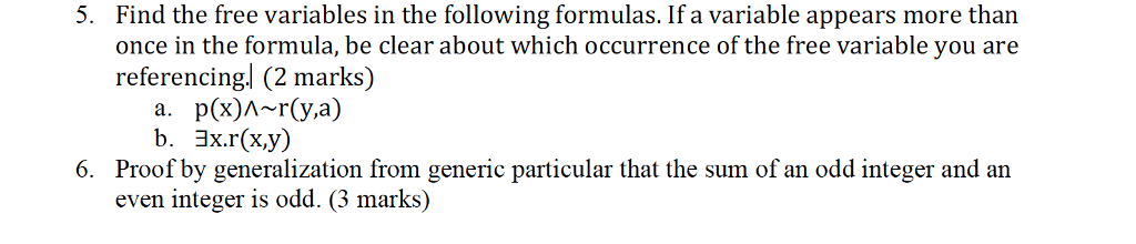 Solved Find the free variables in the following formulas. If | Chegg.com