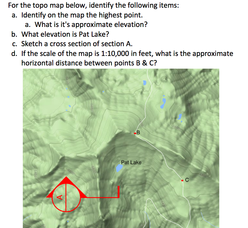 For the topo map below, identify the following items: | Chegg.com