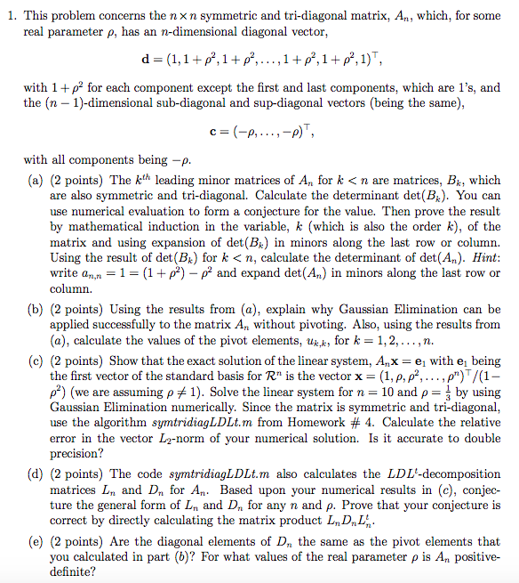 Solved 1. This problem concerns the n × n symmetric and | Chegg.com