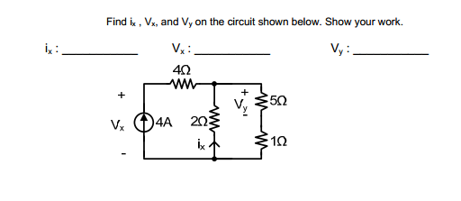 Solved Find i_x, V_x. and V_y on the circuit shown below. | Chegg.com