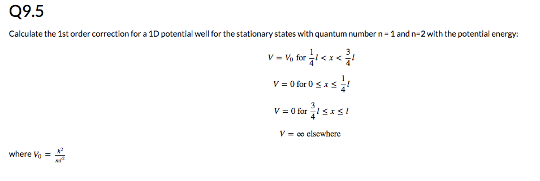 Calculate The 1st Order Correction For A 1d Potential