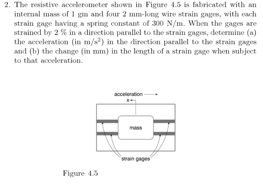 Solved The resistive accelerometer shown in Figure 4.5 is | Chegg.com