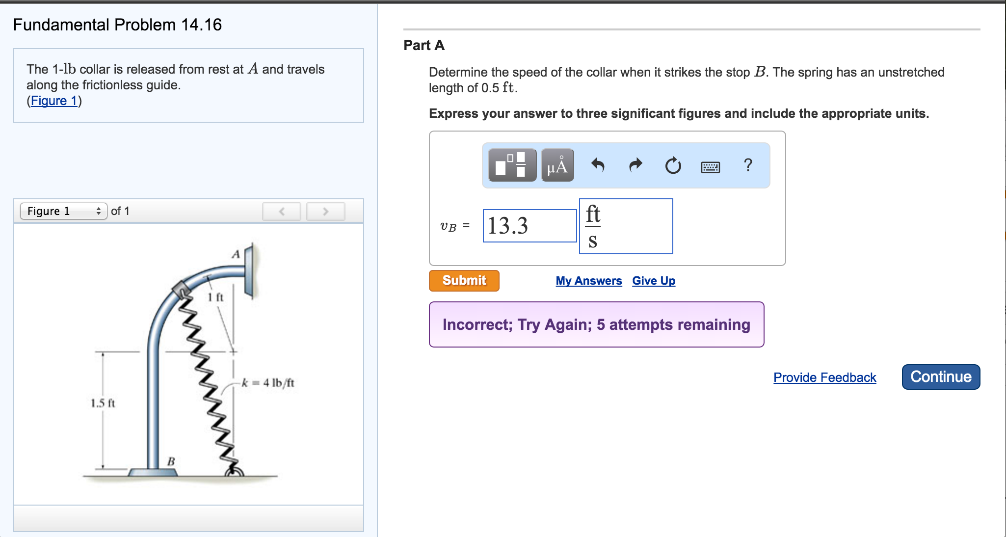 Solved The 1-lb collar is released from rest at A and | Chegg.com