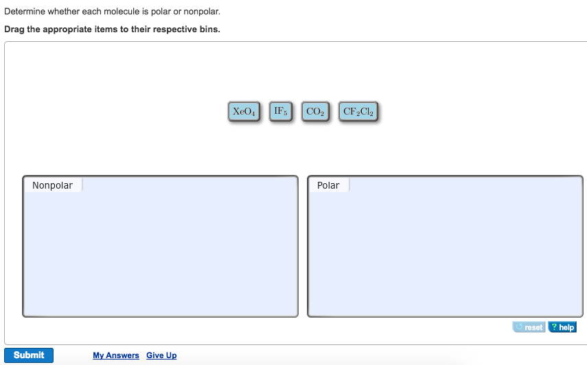 Solved Determine Whether Each Molecule Is Polar Or Nonpolar 8663