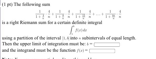 Solved The following sum is a right Riemann sum for a | Chegg.com