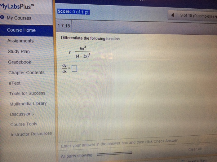 solved-differentiate-the-following-function-y-5x-3-4-chegg
