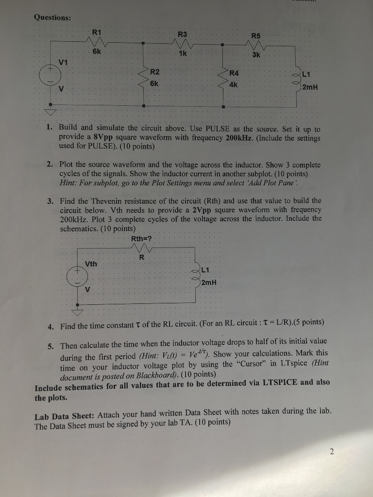 Solved Questions: R1 R3 R5 6k 1k 3k V1 R2 6k R4 4k 2mH 1. | Chegg.com
