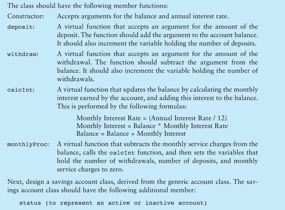 Solved 14. Bank Accounts This program should be designed and | Chegg.com
