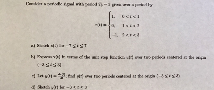 Solved Consider a periodic signal with period T_0 = 3 given | Chegg.com