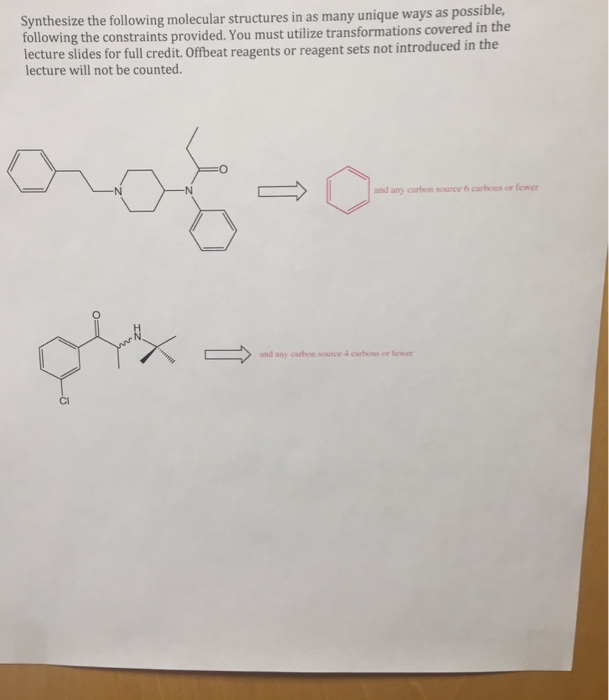 Solved Synthesize the following molecular structures in as | Chegg.com