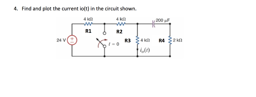 Solved 4. Find and plot the current io(t) in the circuit | Chegg.com