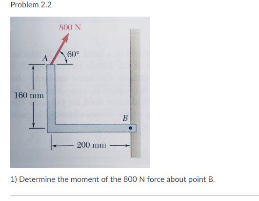Solved Problem 2.2 800 N 160 mm -200 mm- 1) Determine the | Chegg.com
