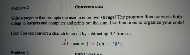 Solved Conversion Problem 2 Write a program that prompts the | Chegg.com